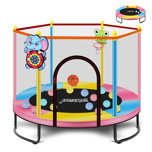 LASTJUMPER 60" Pink Indoor Trampoline for Kids 2-5, 5ft Mini Indoor ...