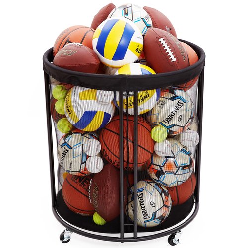 Ball Cart, 82 U.S. GALS Ball Bin, Rolling Basketball Storage Bin with ...