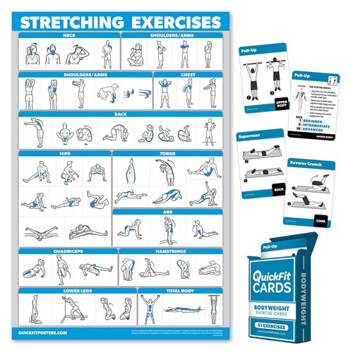 QuickFit 2 Pack - Stretching Exercise Poster - Laminated 18" x 27" & B ...